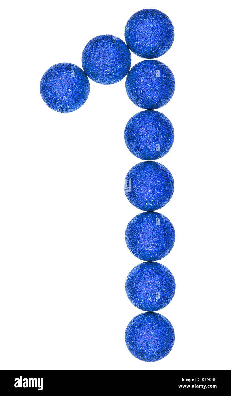 Numeral 1, one, from decorative balls, isolated on white background ...