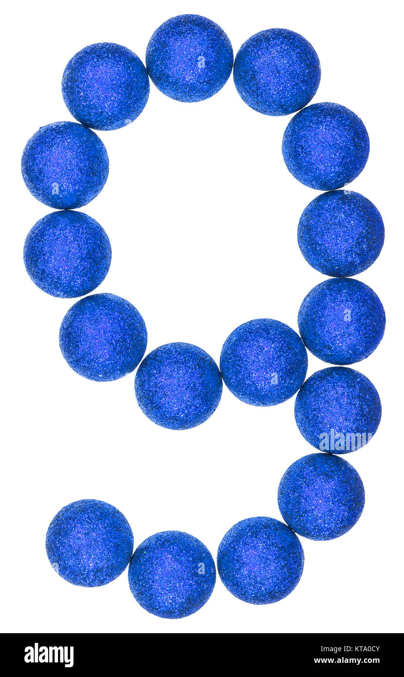 Numeral 9, nine, from decorative balls, isolated on white background ...