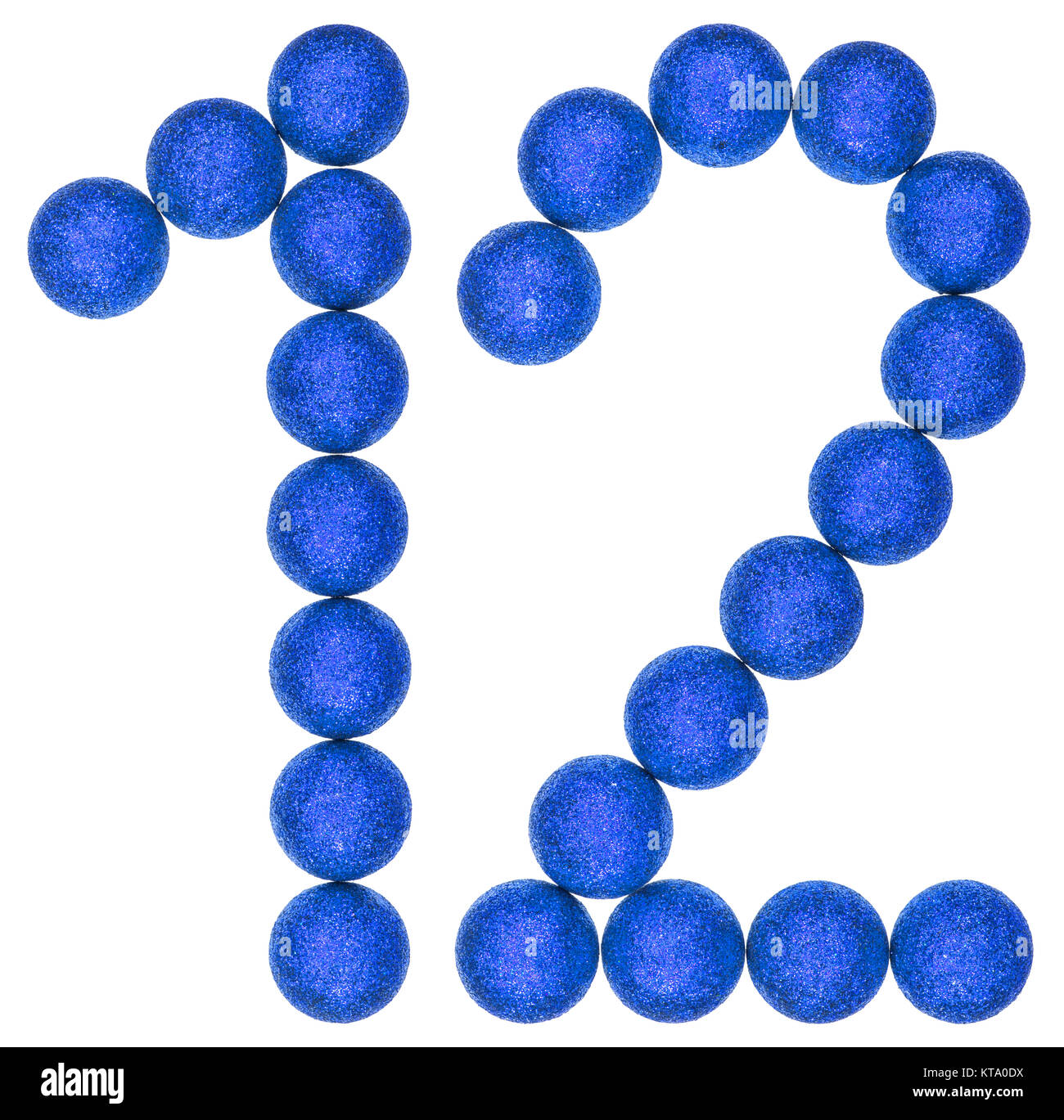 Numeral 12, twelve, from decorative balls, isolated on white background ...