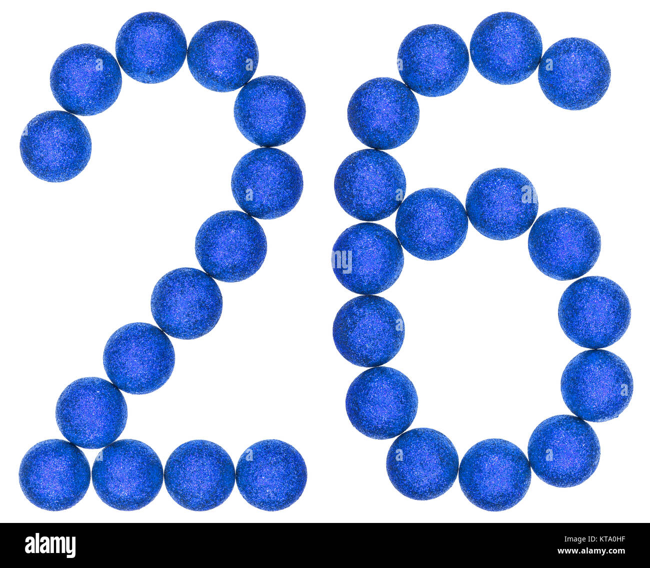 Numeral 26, twenty six, from decorative balls, isolated on white ...