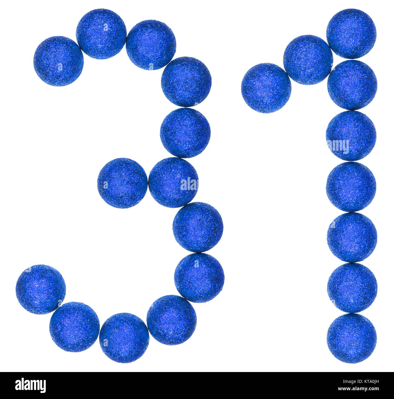 Numeral 31, thirty one, from decorative balls, isolated on white ...