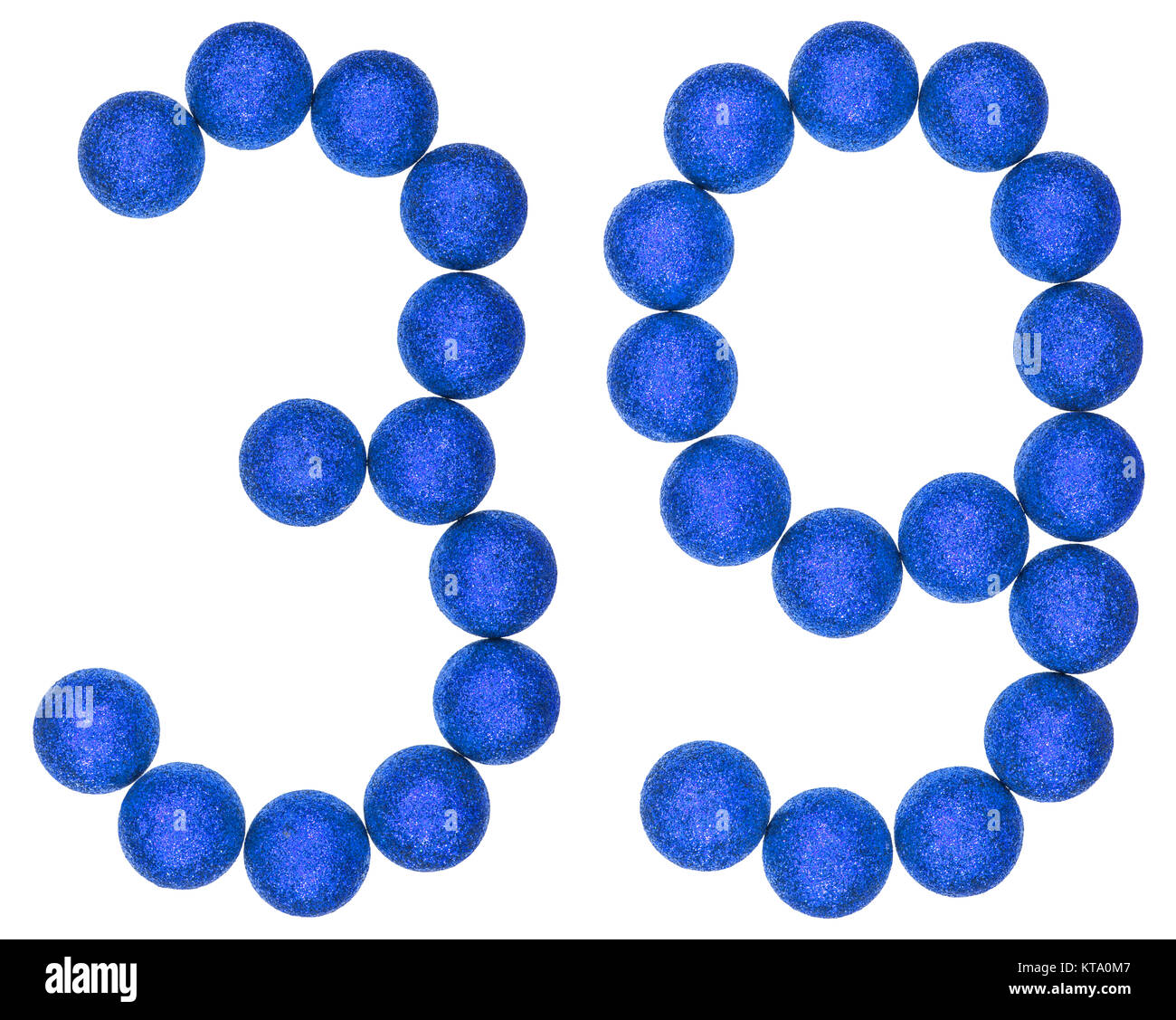 Numeral 39, thirty nine, from decorative balls, isolated on white ...