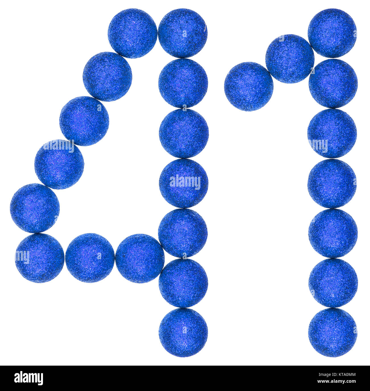 Numeral 41, forty one, from decorative balls, isolated on white ...