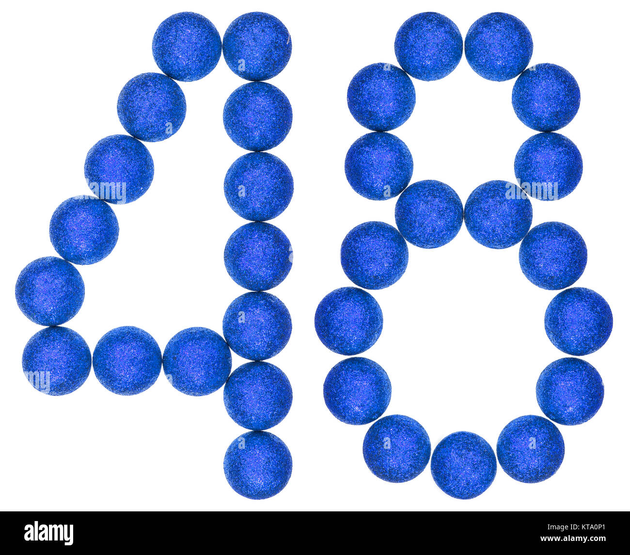 Numeral 48, forty eight, from decorative balls, isolated on white ...