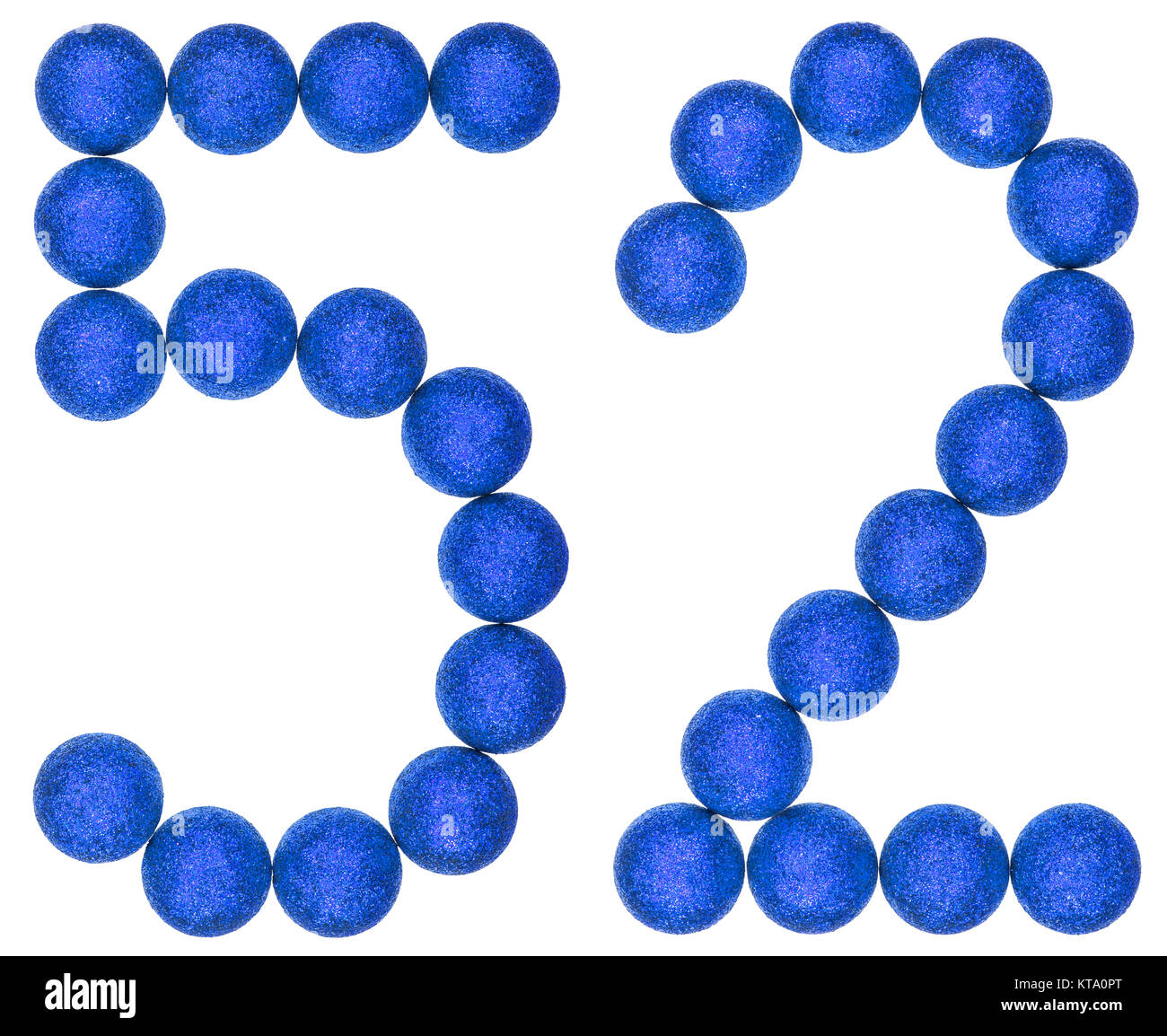 Numeral 52, fifty two, from decorative balls, isolated on white ...
