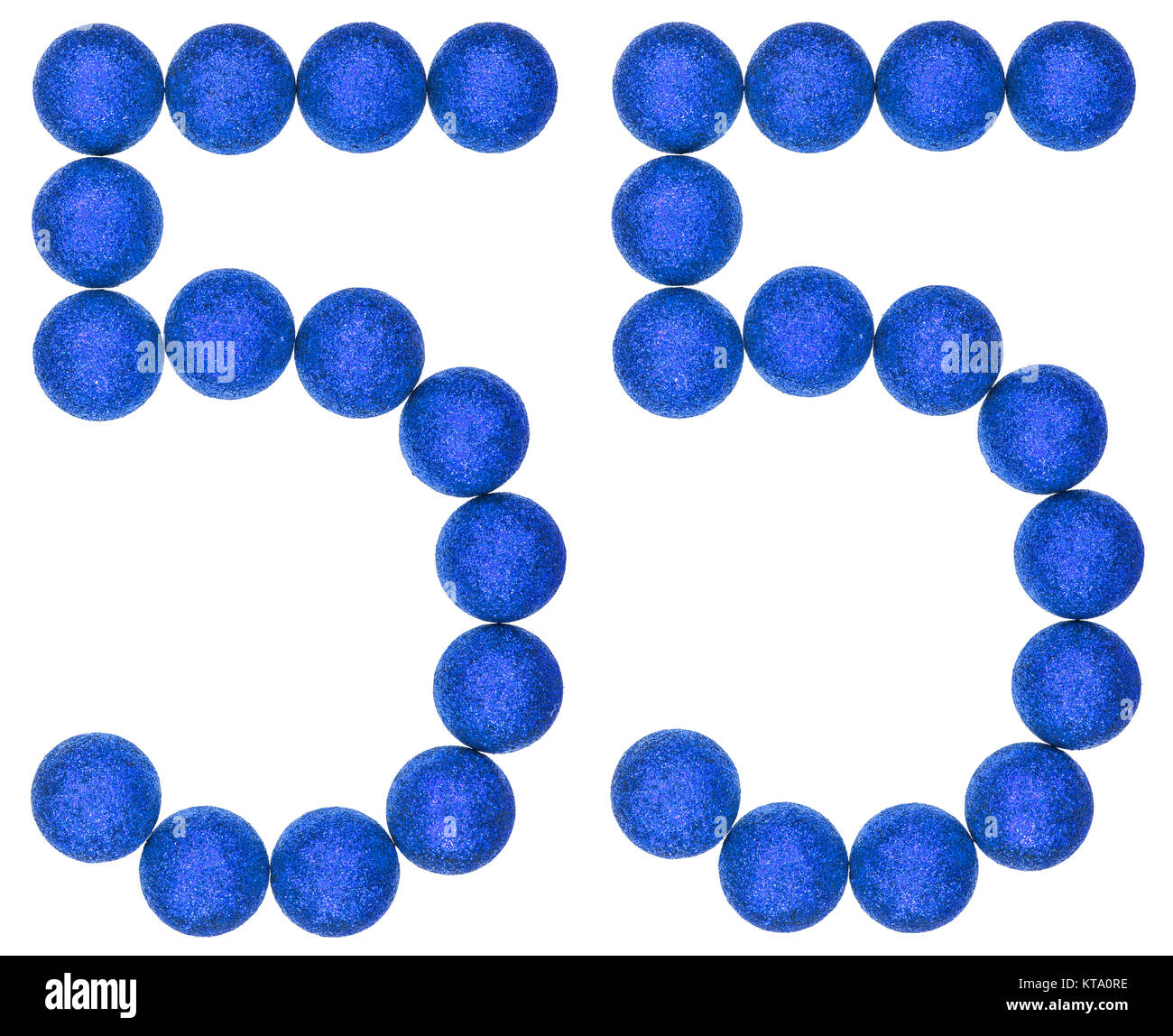 Numeral 55, fifty five, from decorative balls, isolated on white ...