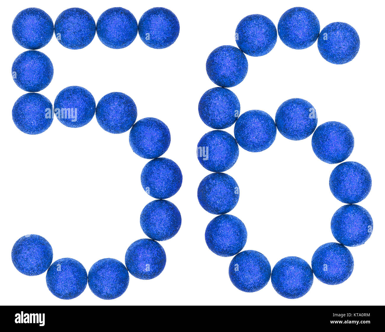 Numeral 56, fifty six, from decorative balls, isolated on white ...