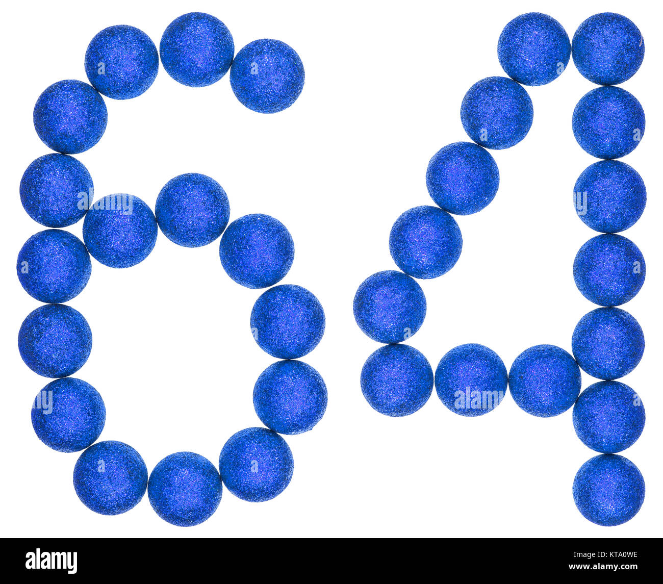Numeral 64, sixty four, from decorative balls, isolated on white ...
