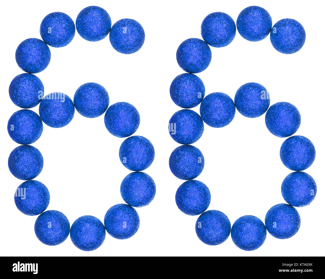 Numeral 66, sixty six, from decorative balls, isolated on white ...