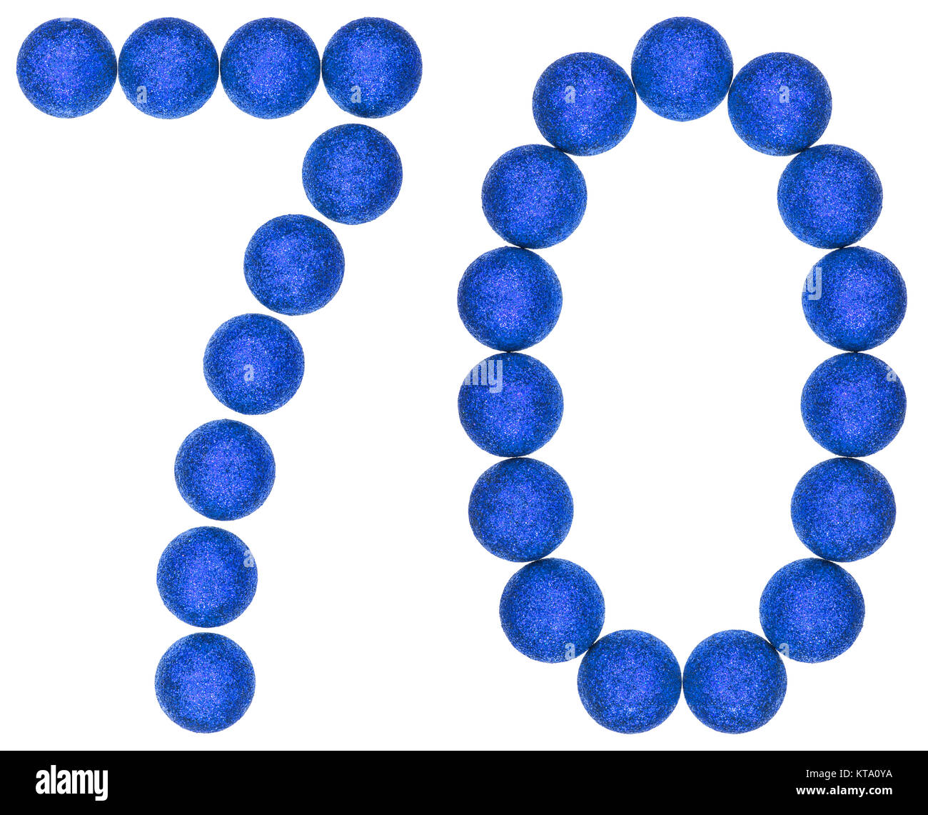 Numeral 70, seventy, from decorative balls, isolated on white ...