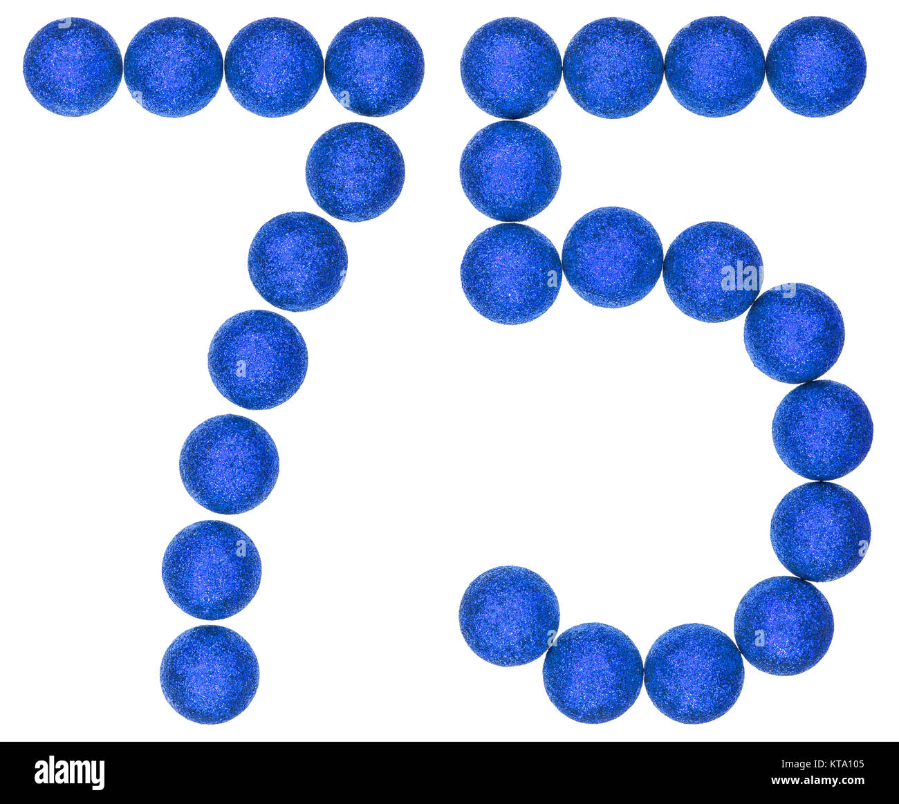 Numeral 75, seventy five, from decorative balls, isolated on white ...