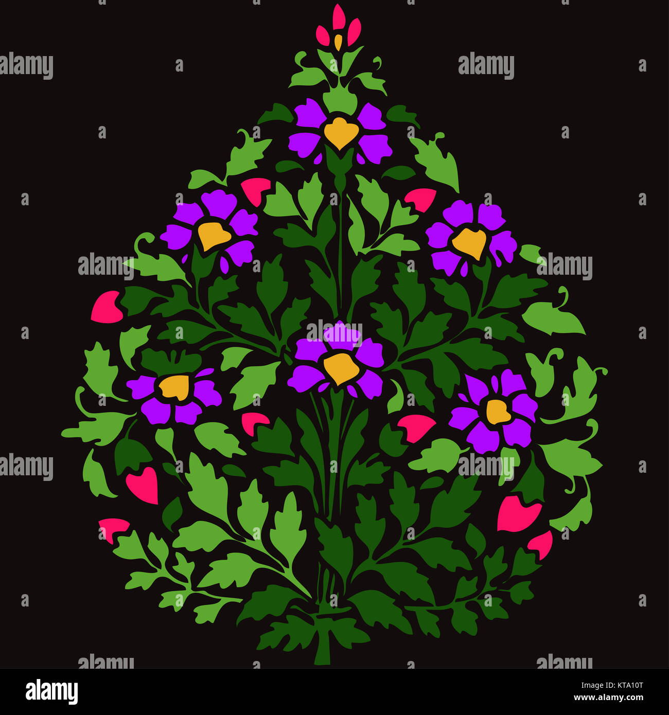 floral bush pattern vector vintage Stock Photo - Alamy