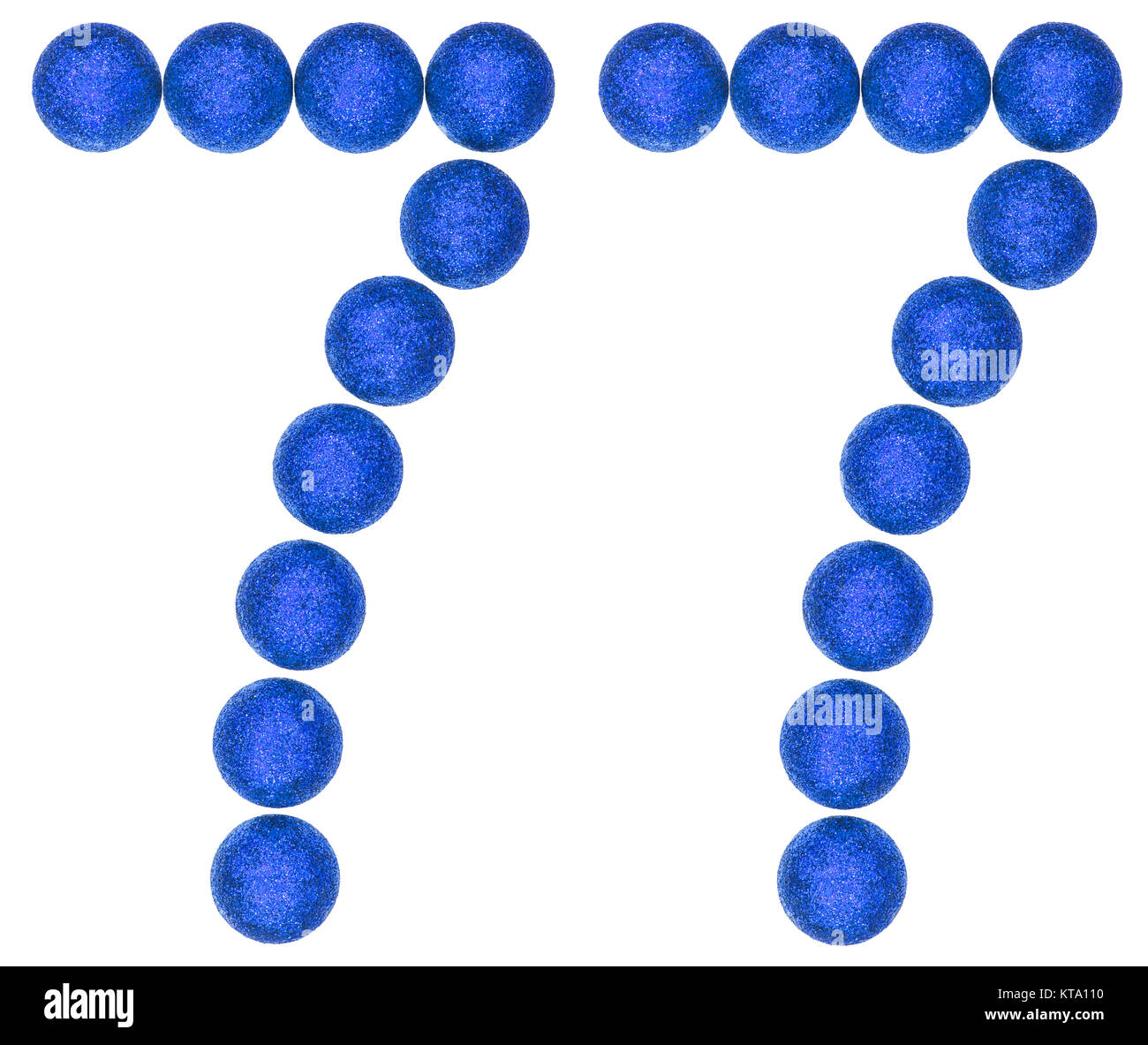 Numeral 77, seventy seven, from decorative balls, isolated on white ...