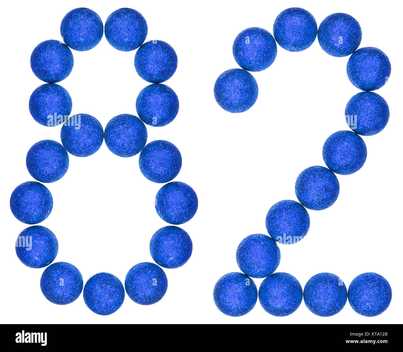 Numeral 82, eighty two, from decorative balls, isolated on white ...