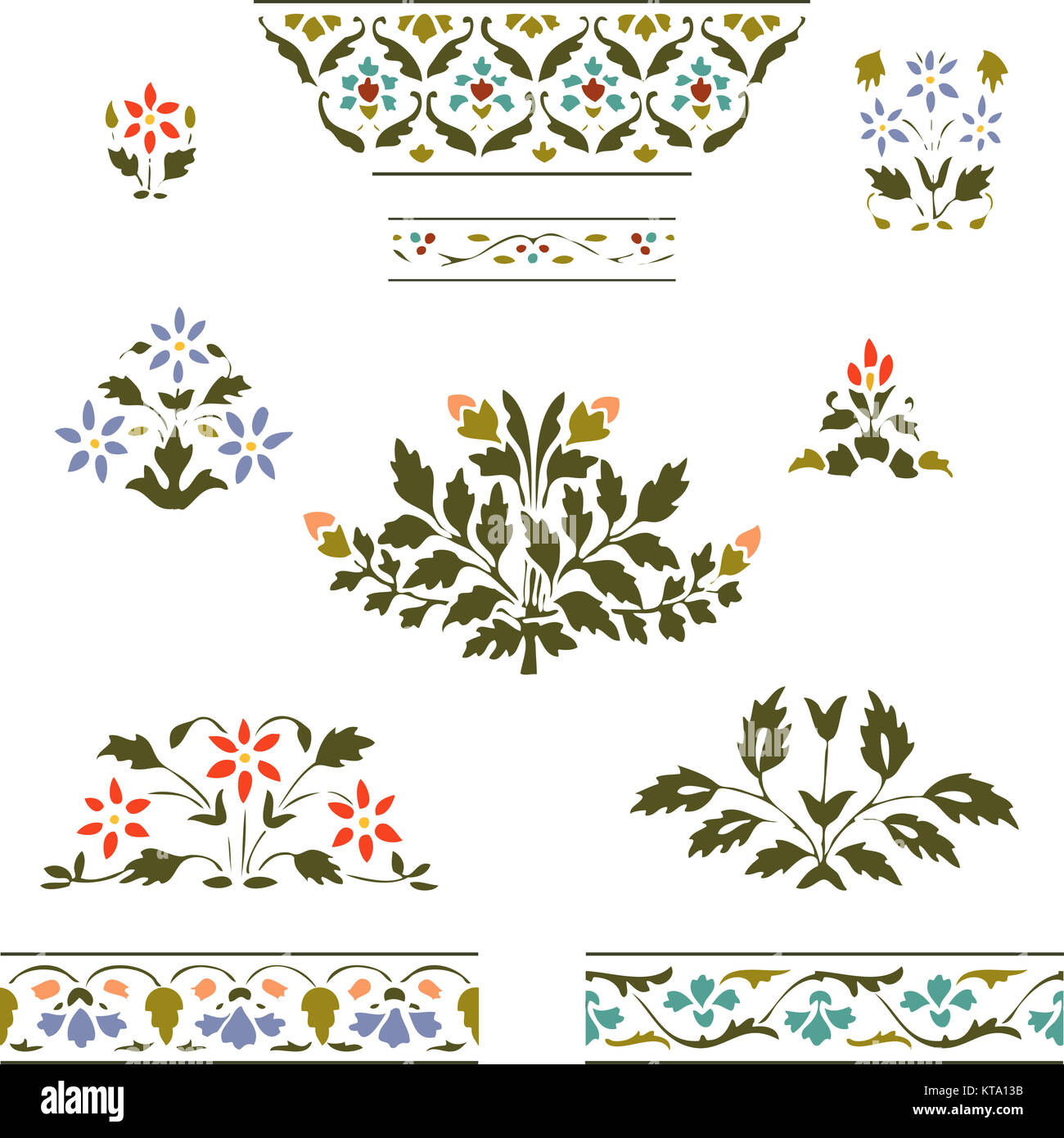 floral bush pattern vector vintage Stock Photo - Alamy