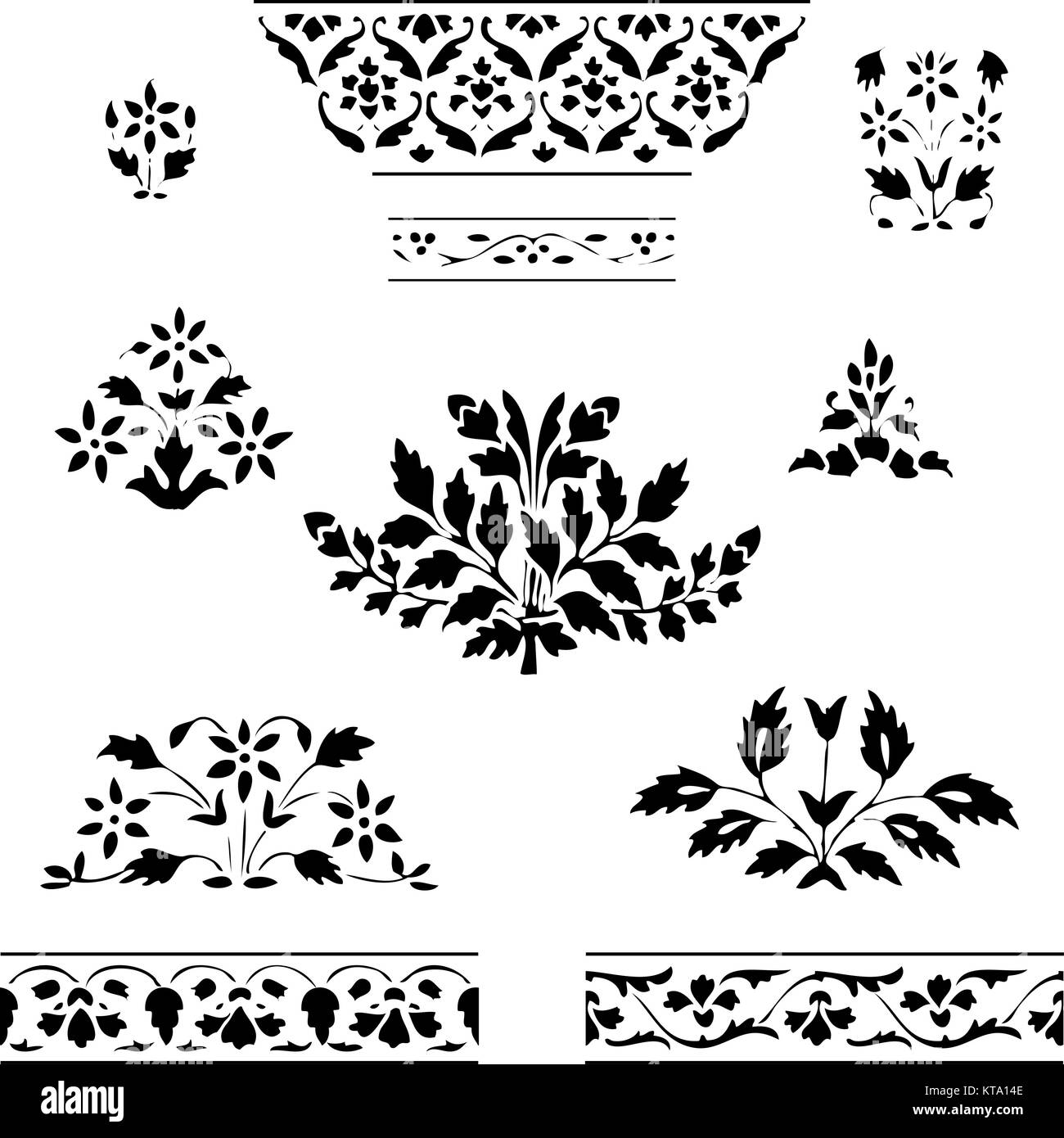 Seamless pattern flowers folk Black and White Stock Photos & Images - Alamy