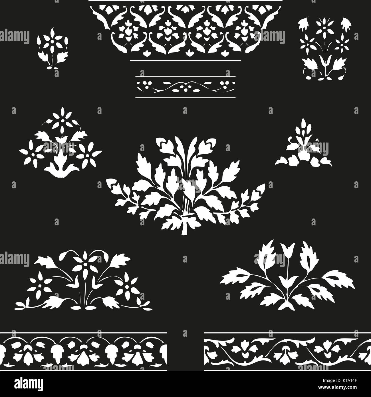 floral bush pattern vector vintage Stock Photo - Alamy