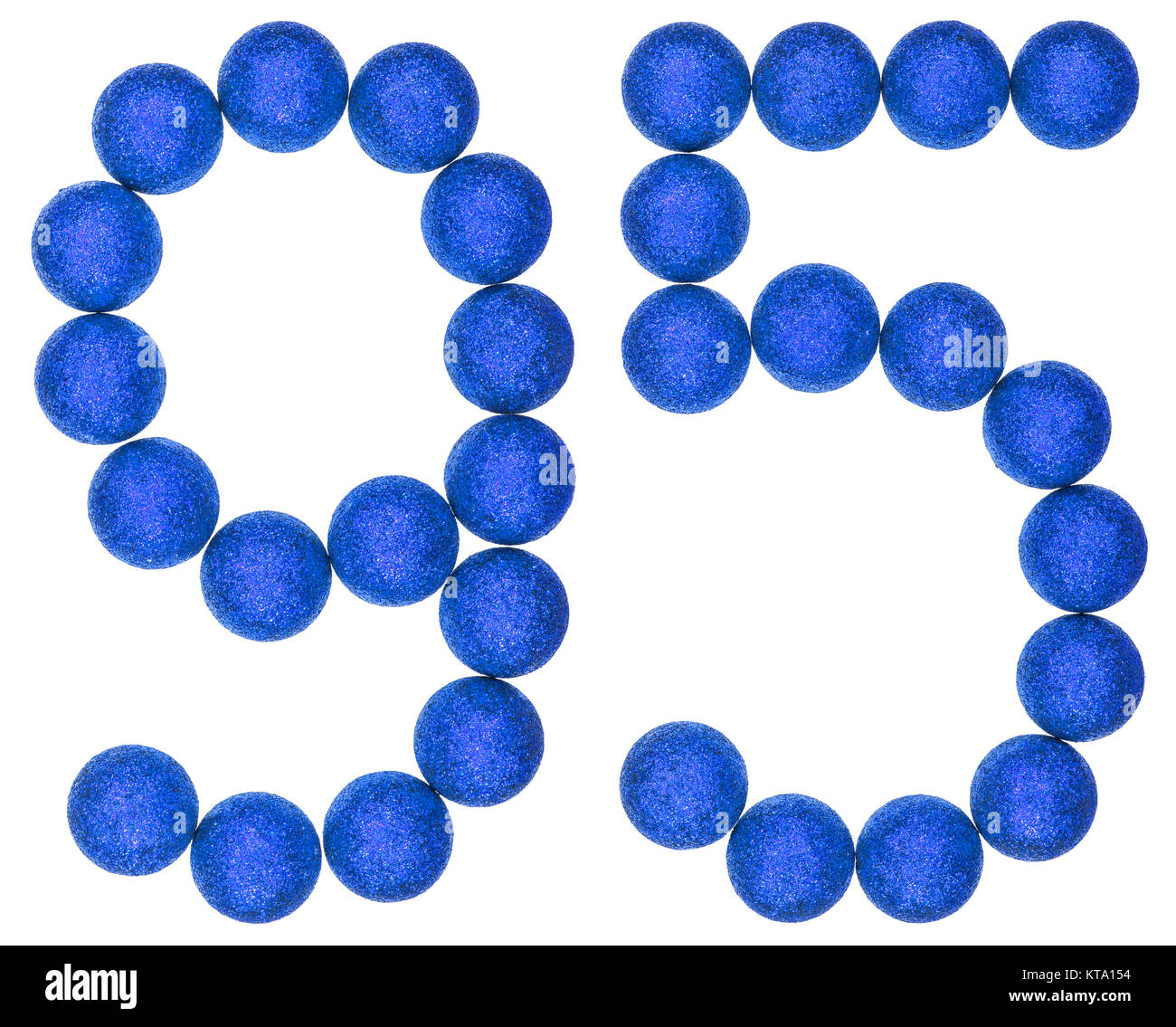 Numeral 95, ninety five, from decorative balls, isolated on white ...
