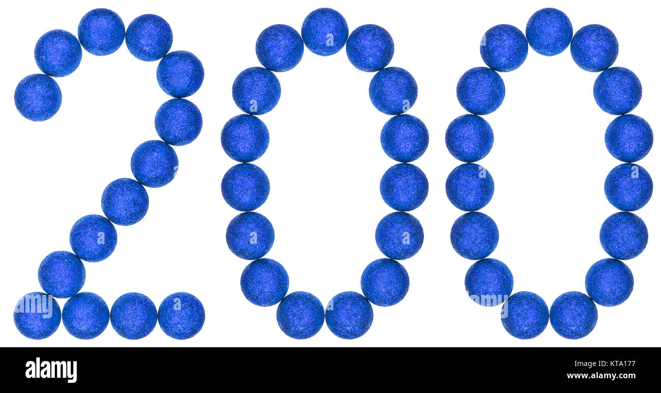 Numeral 200, two hundred, from decorative balls, isolated on white ...