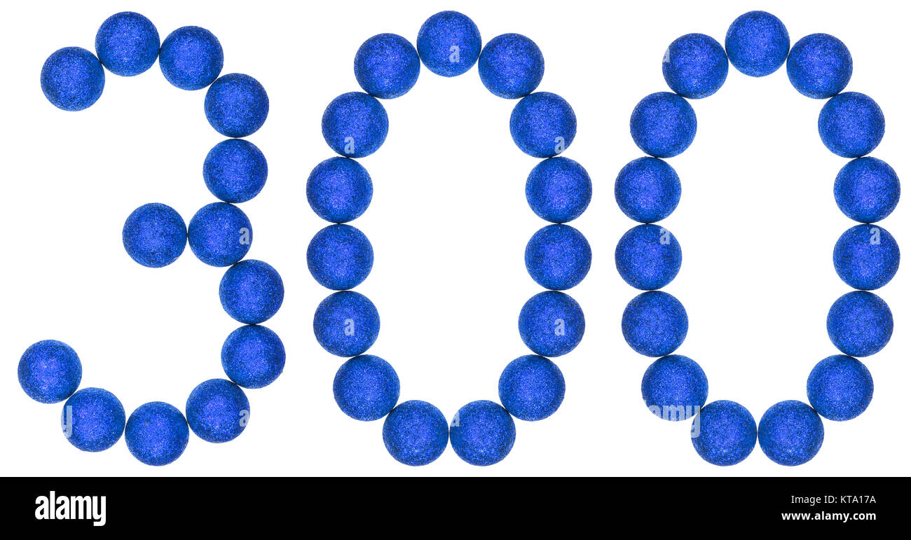 Numeral 300, three hundred, from decorative balls, isolated on white ...
