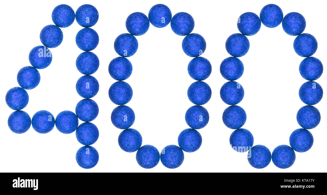 Numeral 400, four hundred, from decorative balls, isolated on white ...