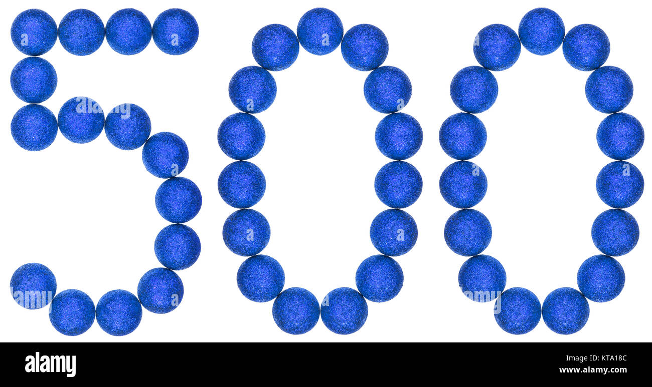 Numeral 500, five hundred, from decorative balls, isolated on white ...