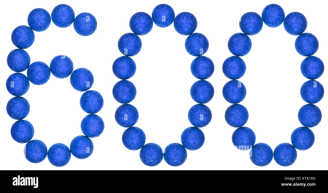 Numeral 600, six hundred, from decorative balls, isolated on white ...