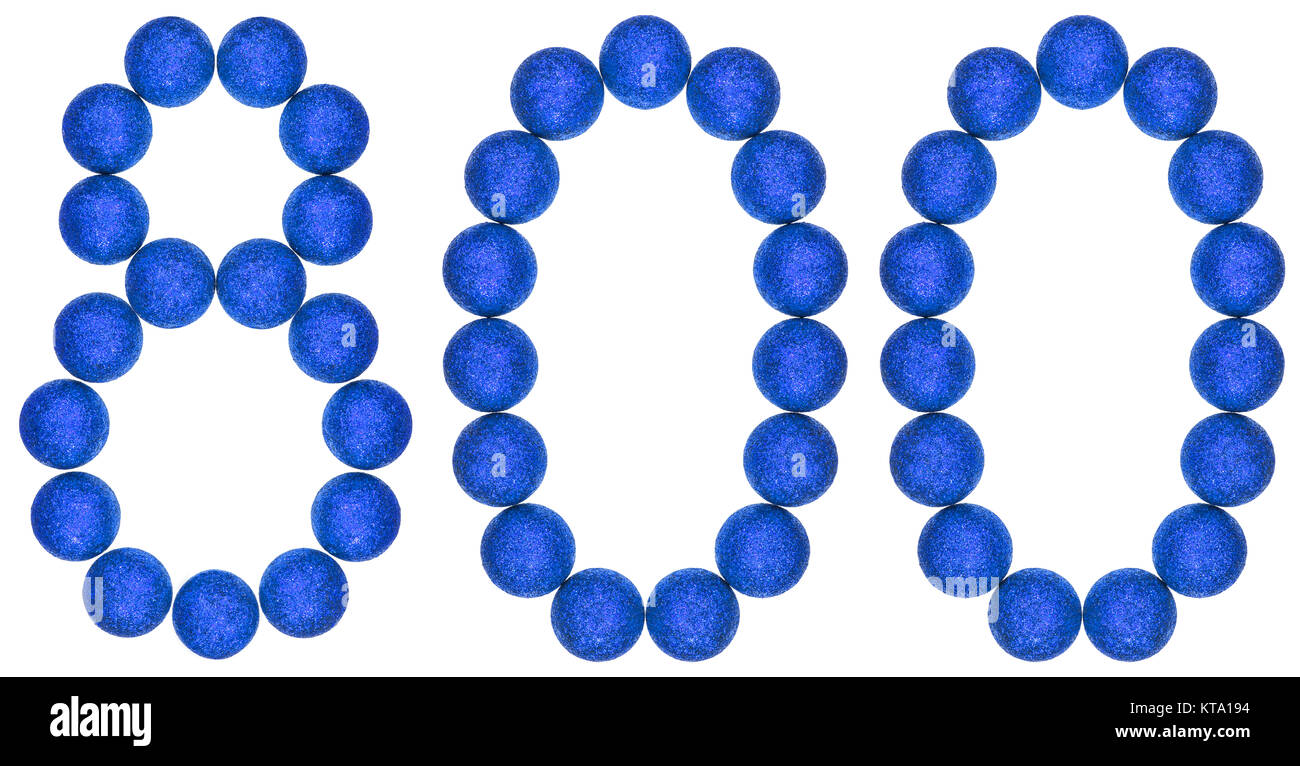 Numeral 800, eight hundred, from decorative balls, isolated on white ...