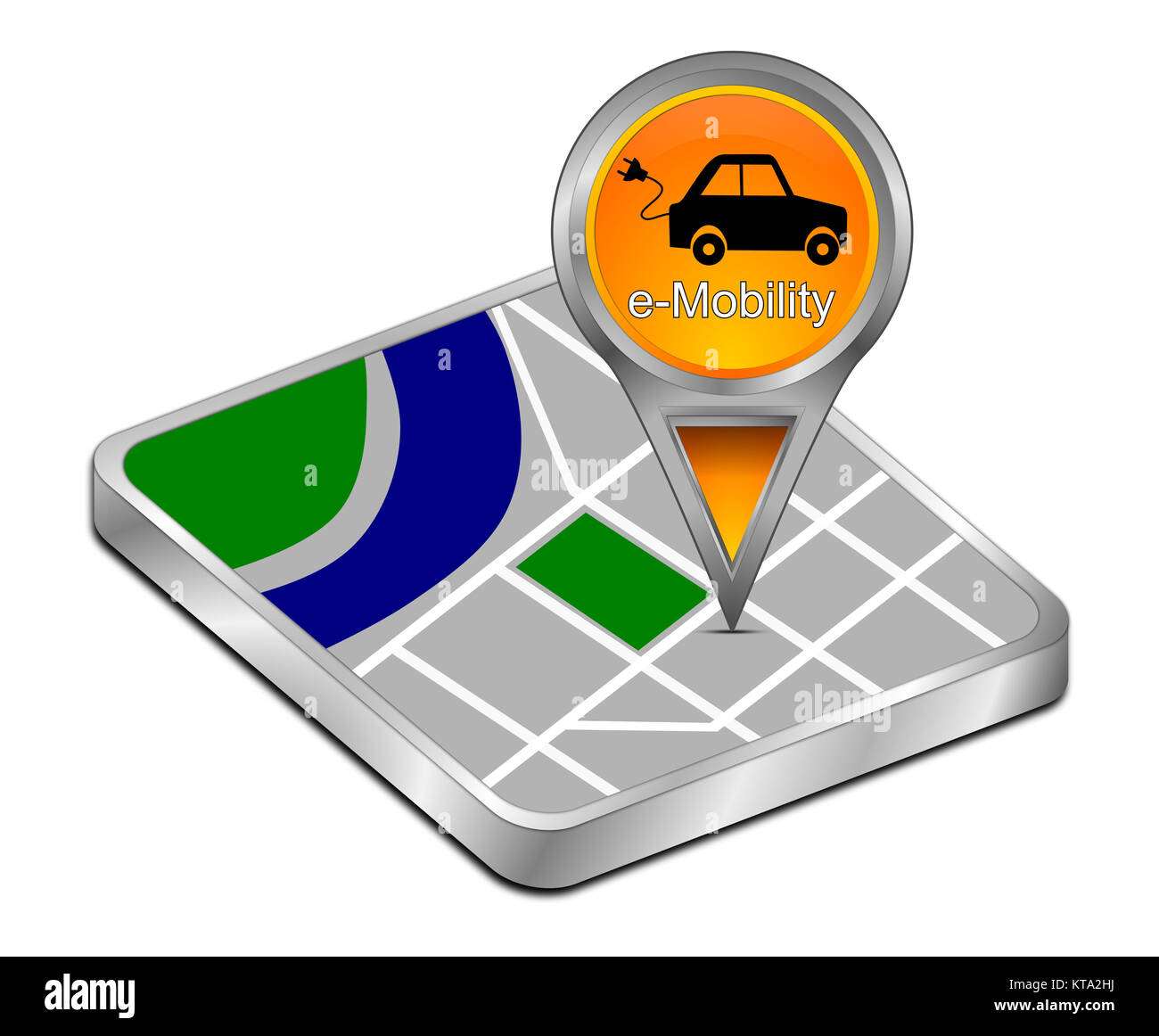 orange Map pointer with e-Mobility â€“ 3d illustration Stock Photo - Alamy