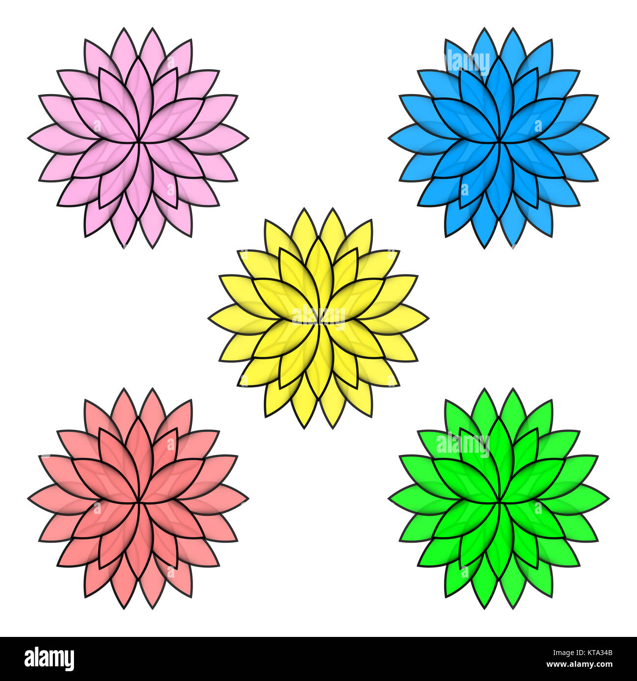 Colorful flowers isolated on white background set Stock Photo - Alamy