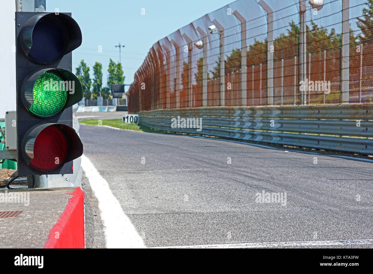 green traffic light in the pit lane Stock Photo - Alamy