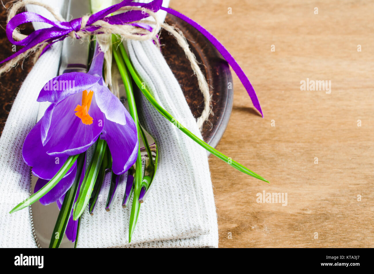 Spring Festive Table Setting With Fresh Flower Stock Photo - Alamy