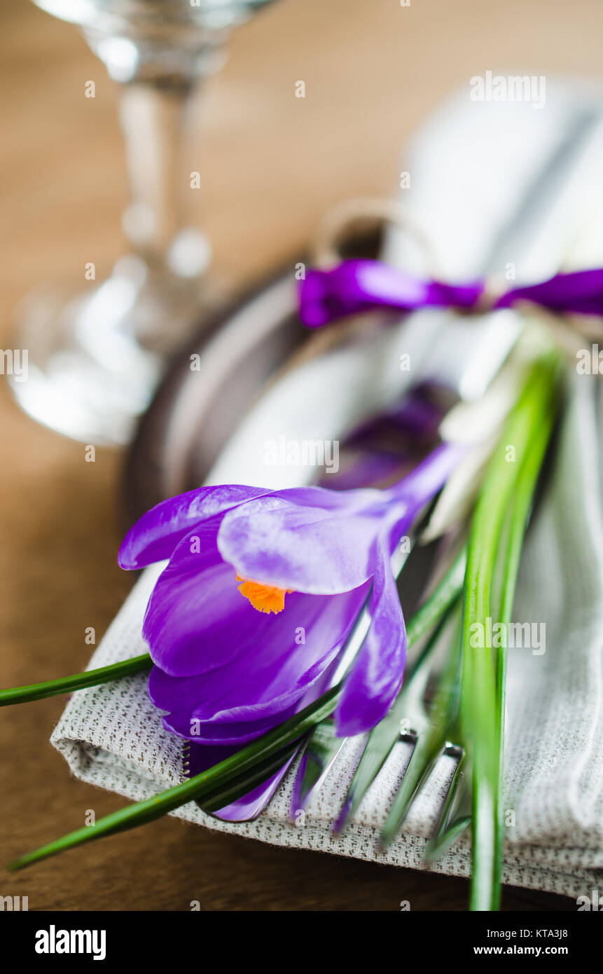Spring Festive Table Setting With Fresh Flower Stock Photo - Alamy