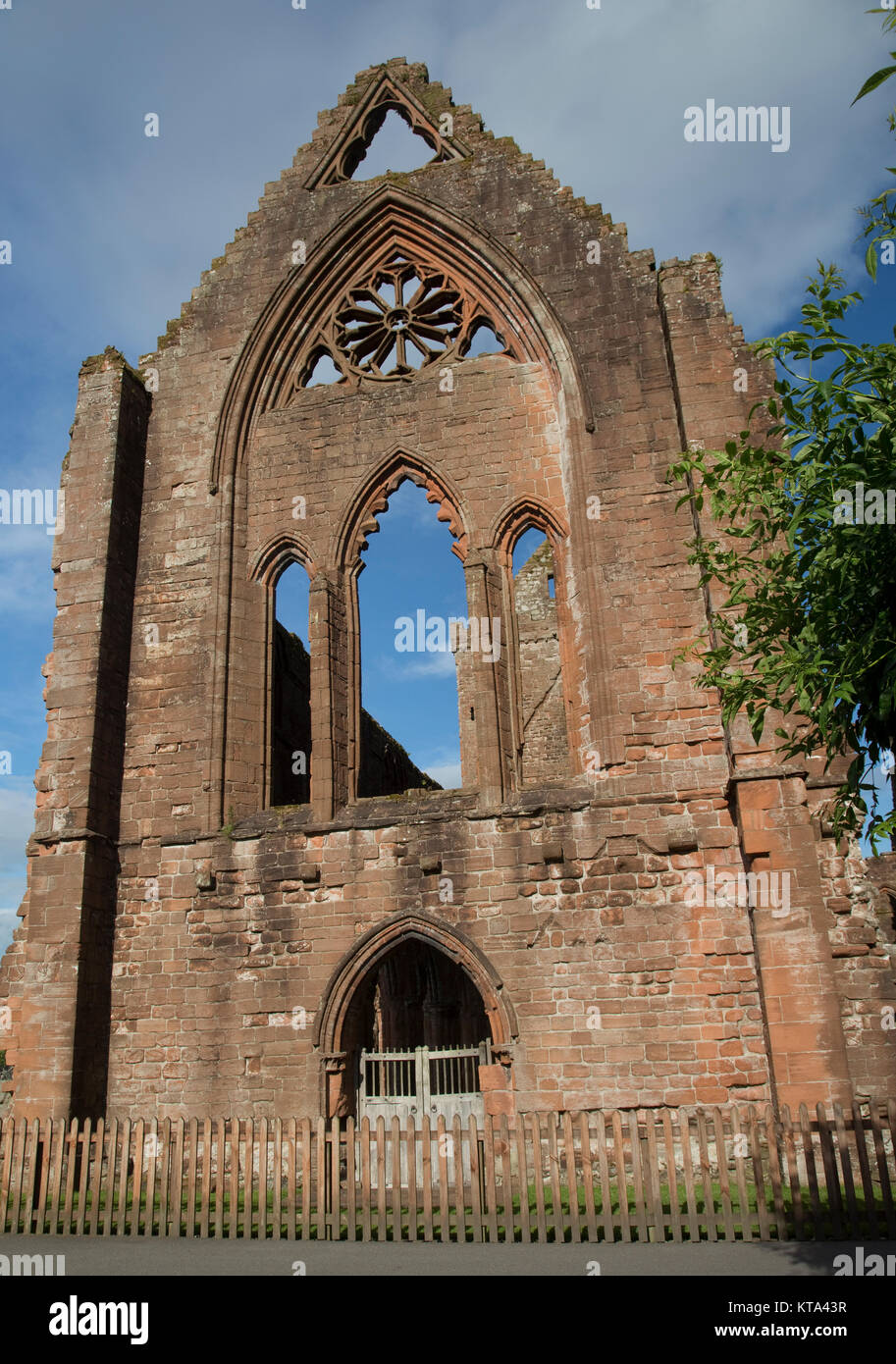 End wall Abbey of Dulce Cor or Sweetheart Abbey former Cistercian ...