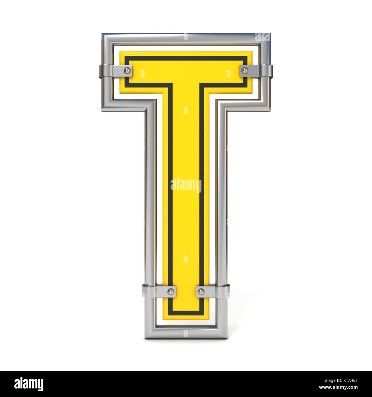 Framed traffic road sign FONT letter T 3D Stock Photo - Alamy