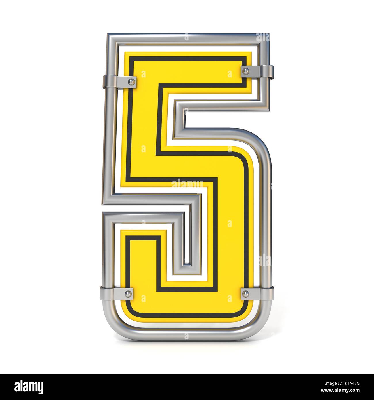 Framed traffic road sign FONT number 5 3D Stock Photo - Alamy