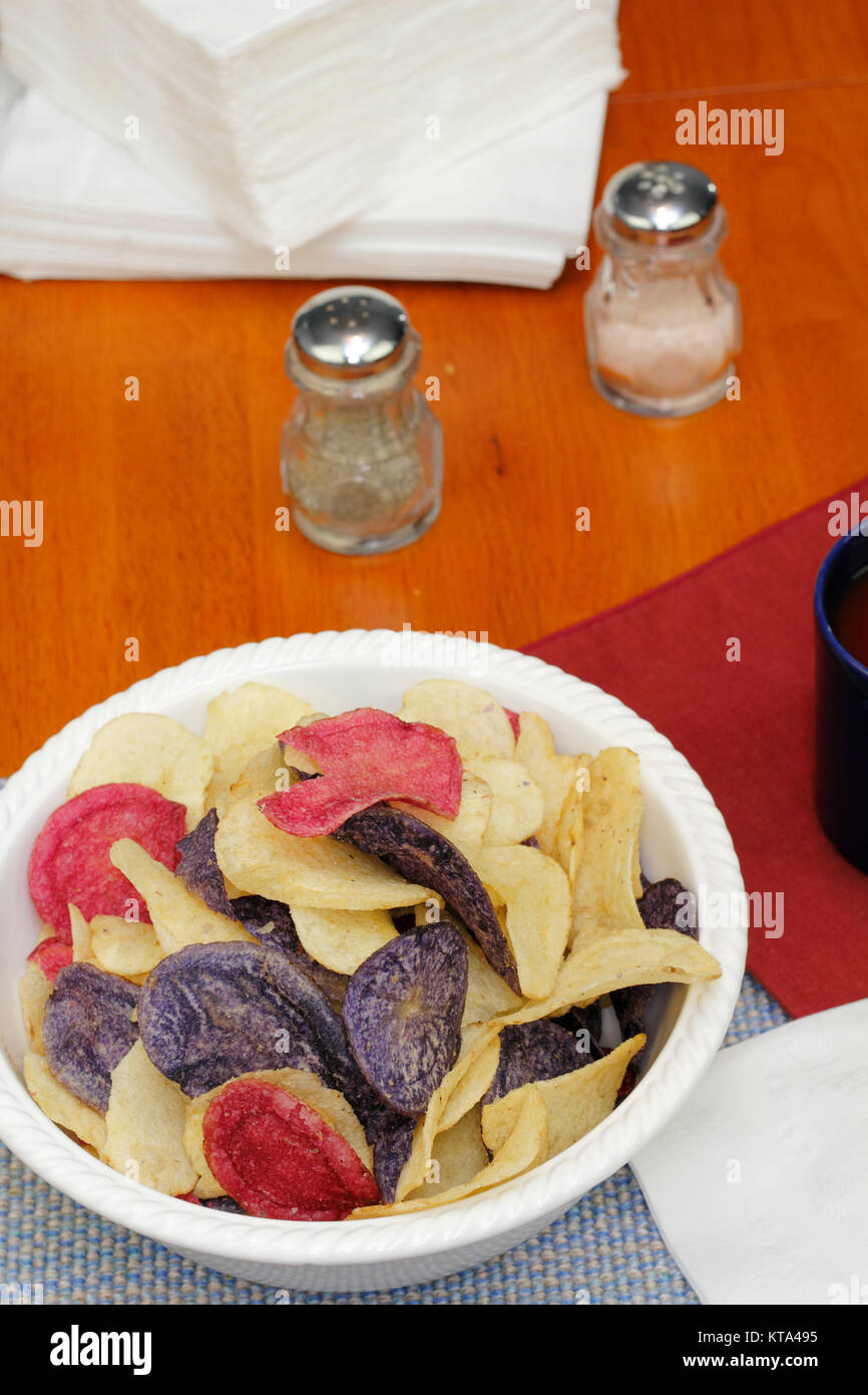 Potato Chips in Red White and Blue Stock Photo - Alamy