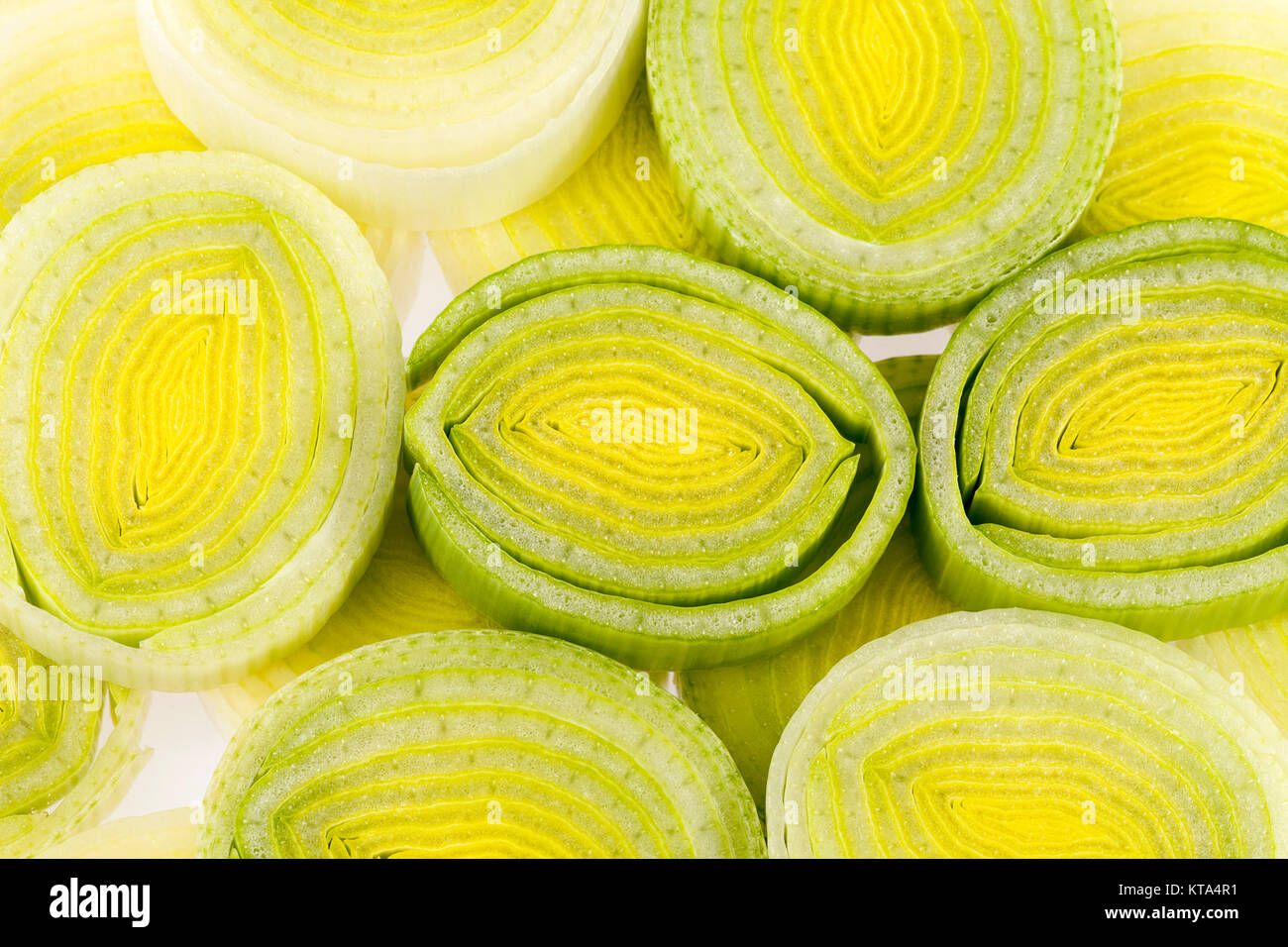 background of sliced leek rings , close up Stock Photo - Alamy