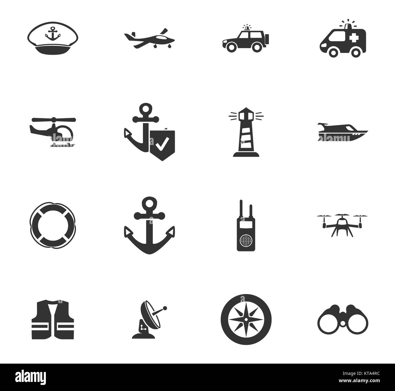 Coast Guard icons set Stock Photo - Alamy
