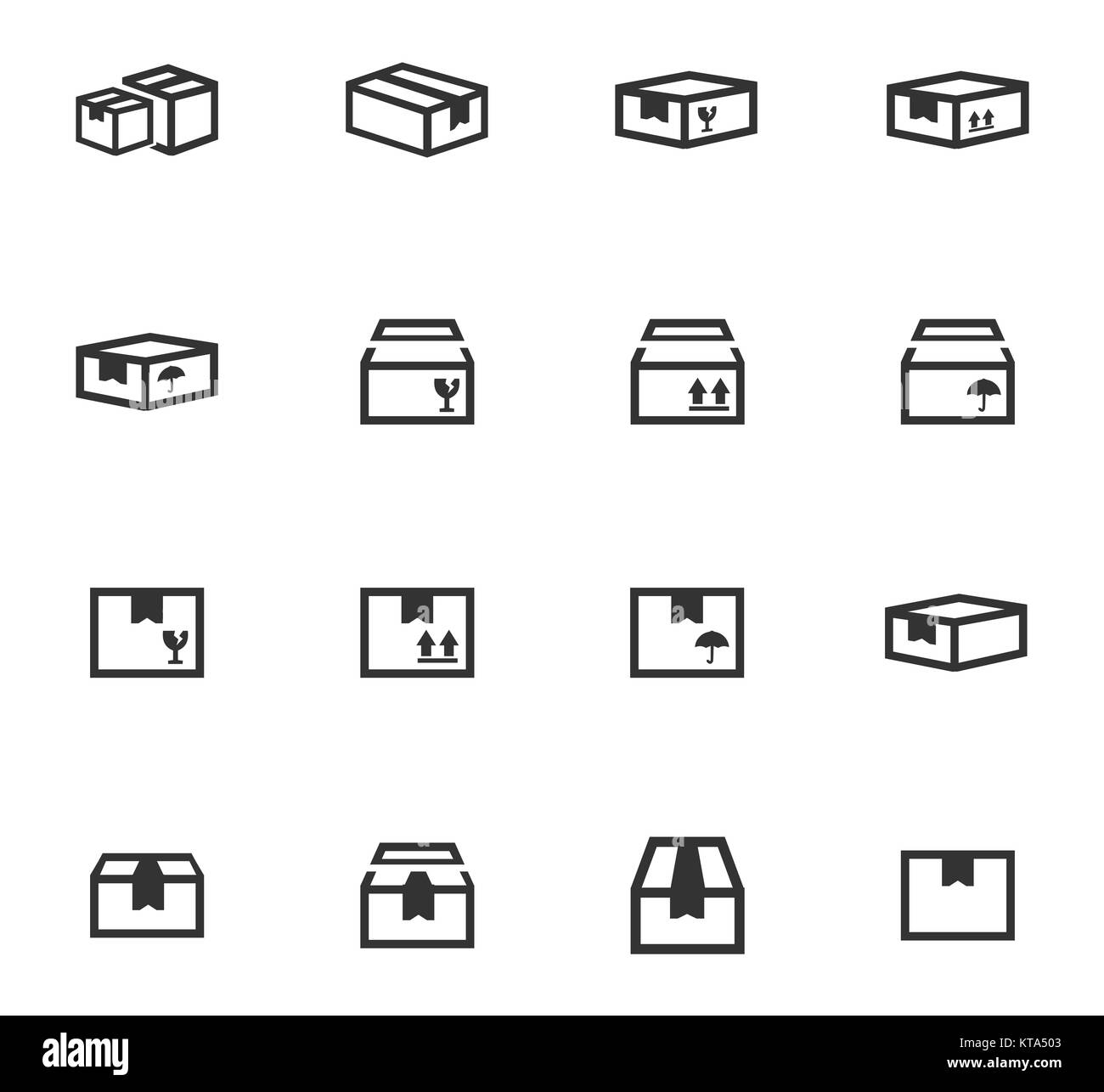 Simple icons set of box Stock Photo - Alamy