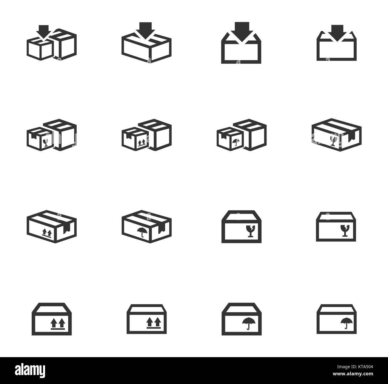 Simple icons set of box Stock Photo - Alamy
