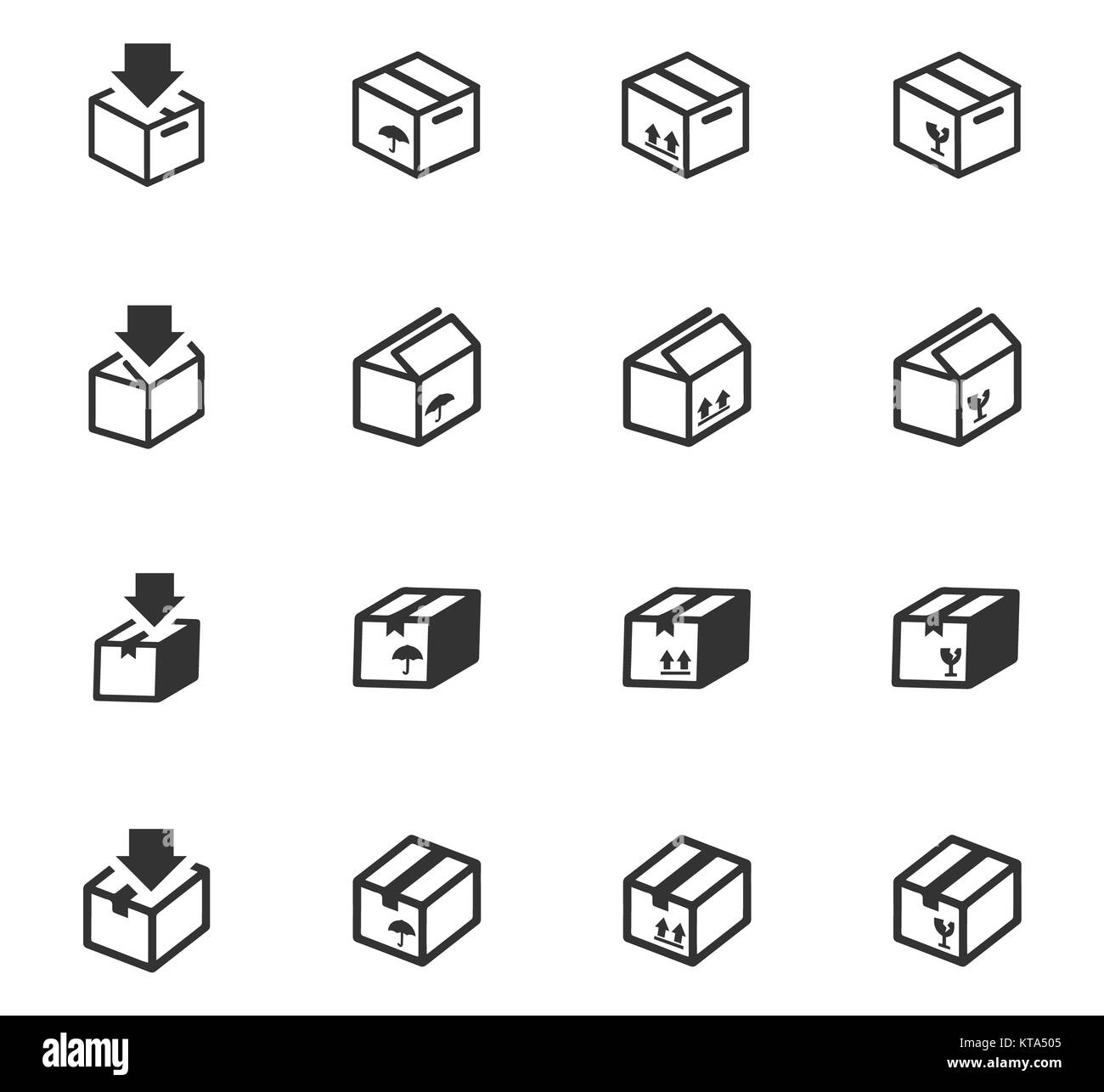 Simple icons set of box Stock Photo - Alamy