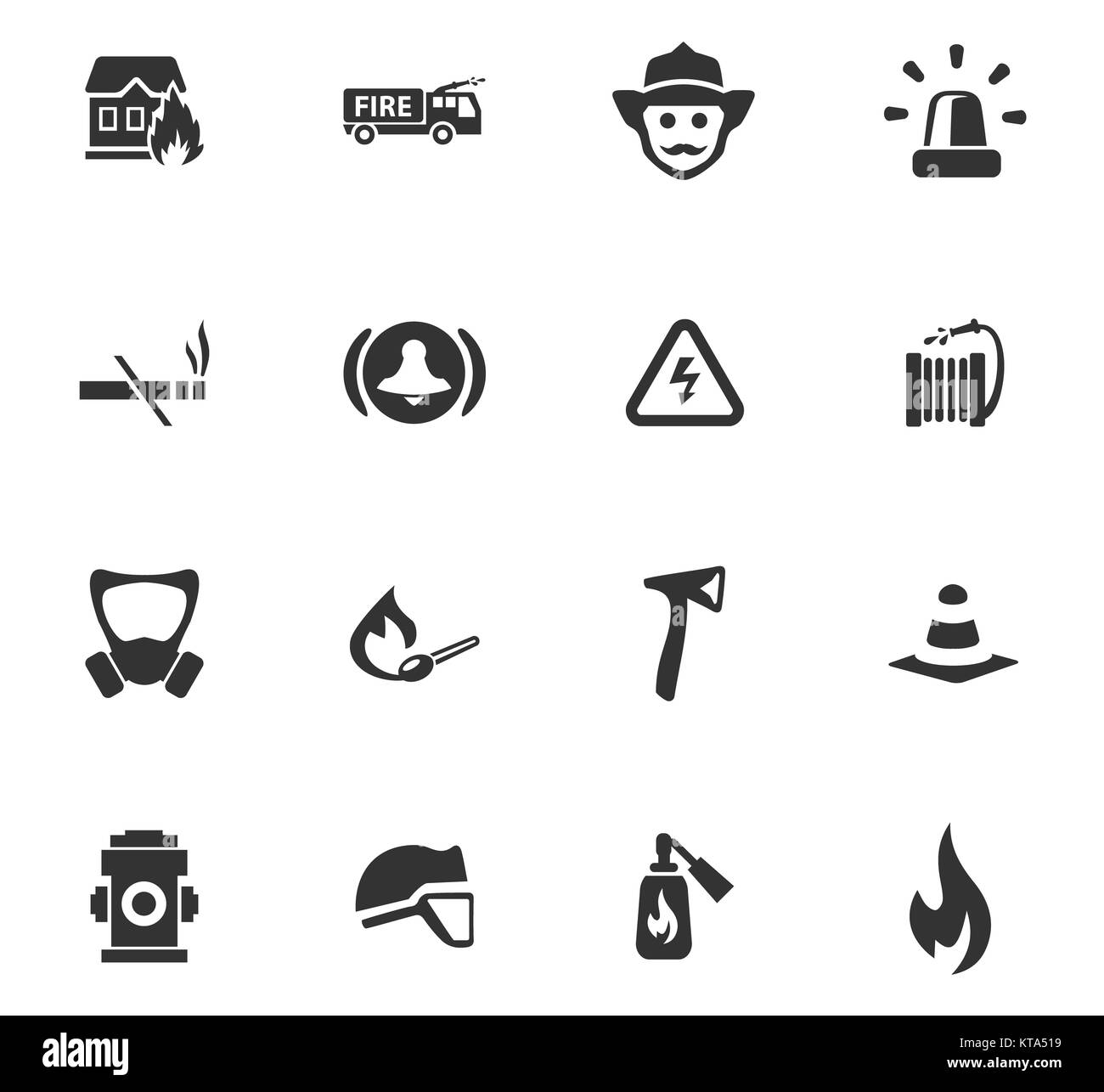 Fire brigade icons set Stock Photo - Alamy
