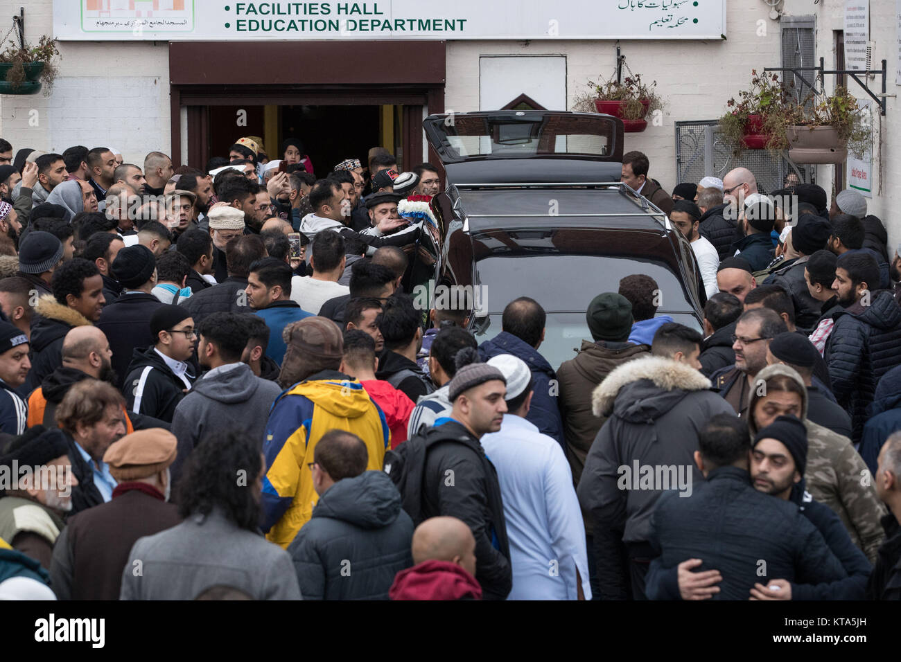 A hearse carrying the coffin of Imtiaz Mohammed outside Birmingham ...