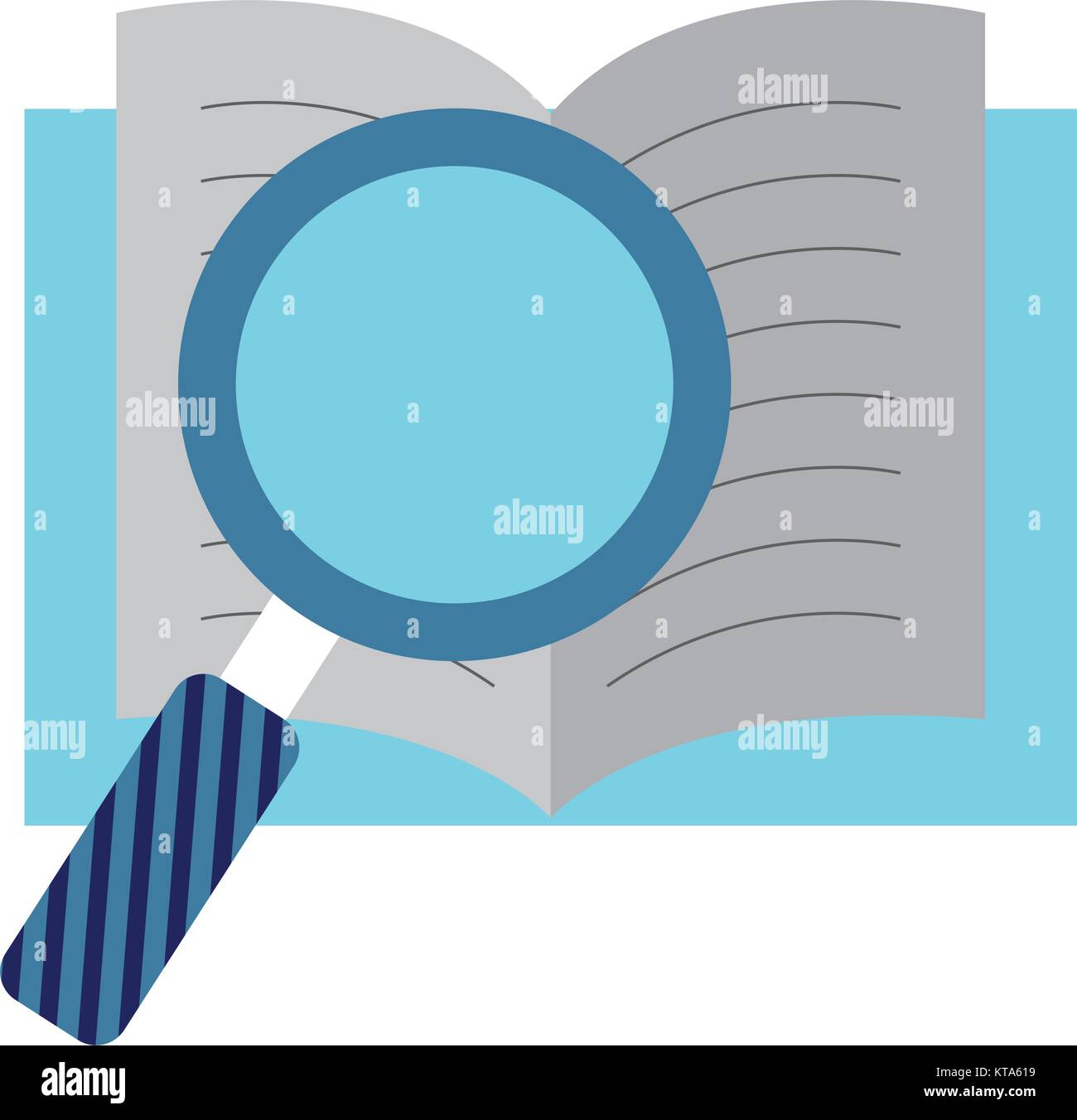 text book with magnifying glass vector illustration design Stock Vector ...