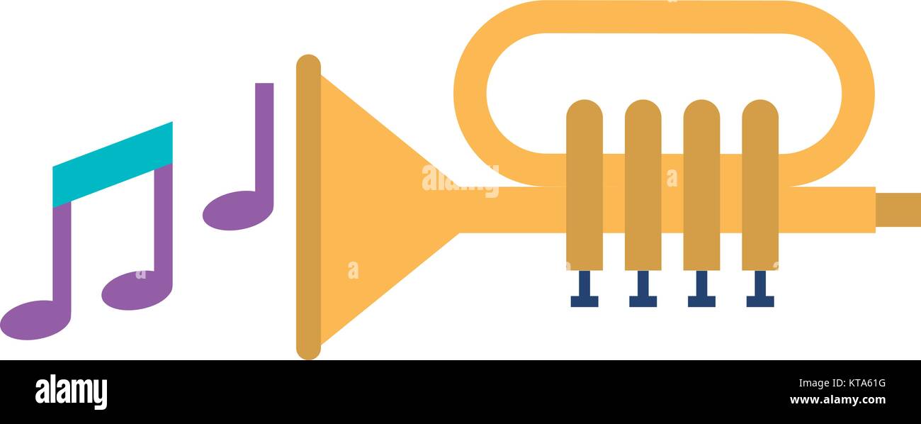 trumpet with music notes vector illustration design Stock Vector Image ...