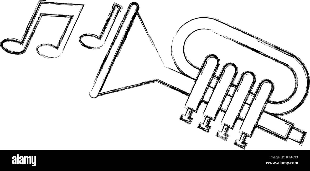 trumpet with music notes vector illustration design Stock Vector Image ...