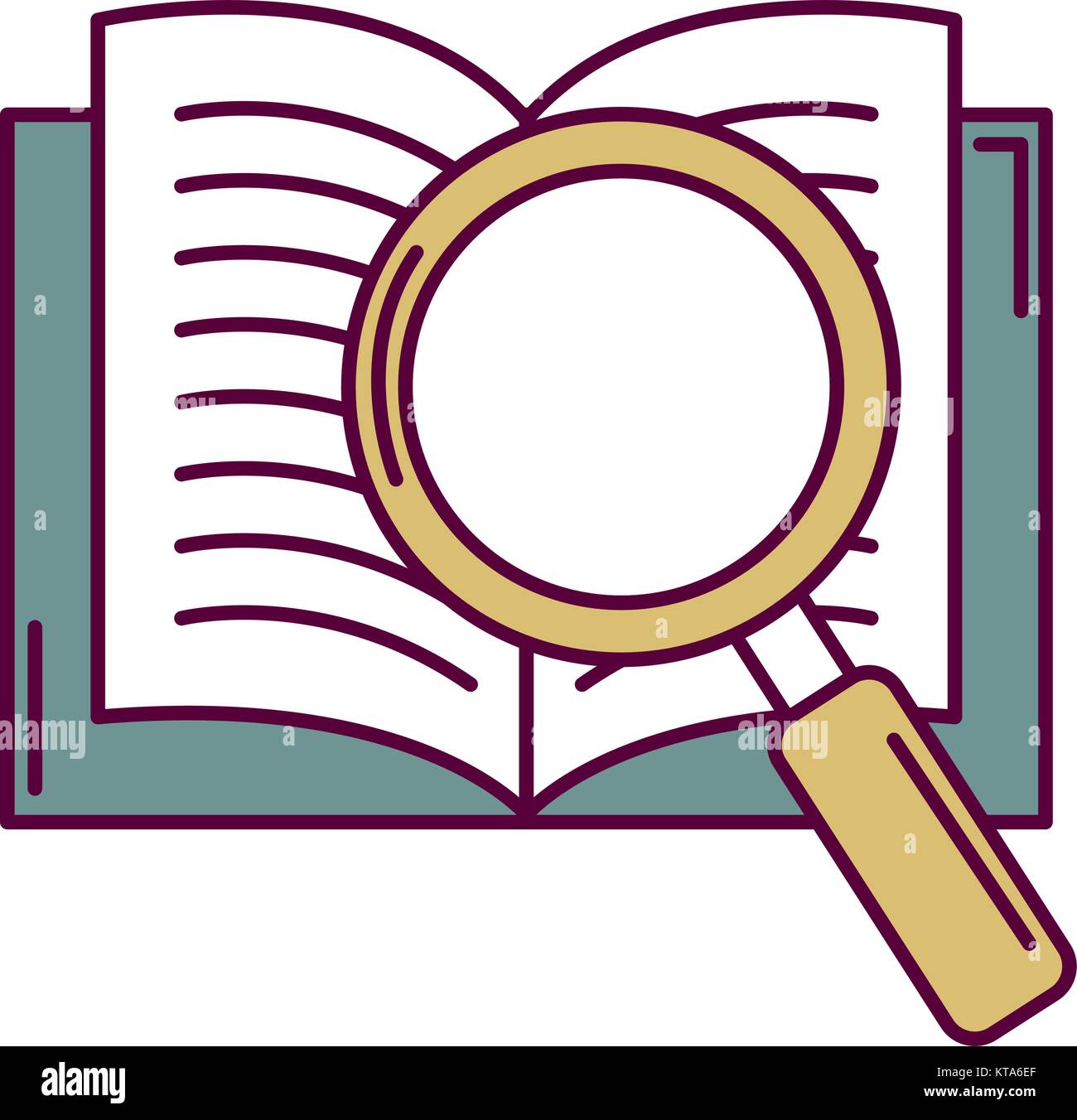 text book with magnifying glass vector illustration design Stock Vector ...