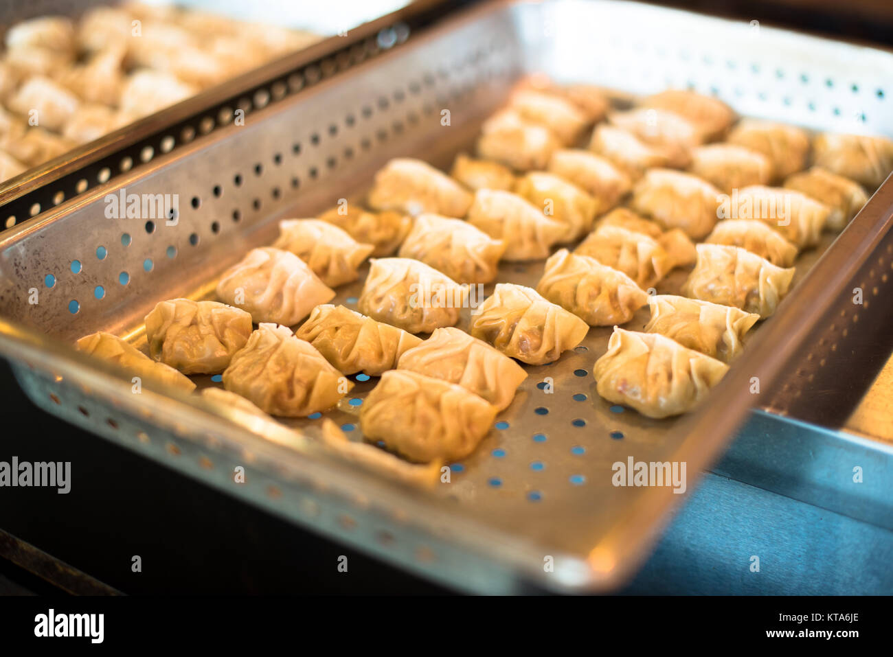 Pot stickers on a tray Stock Photo - Alamy