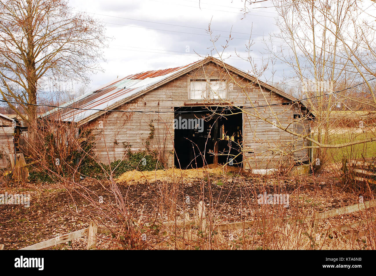 Old wooden shed on farmland Stock Photo - Alamy